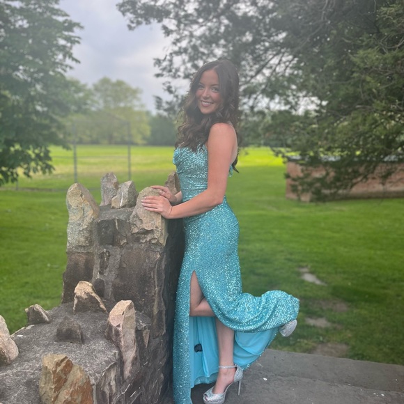 Dresses | Teal Sequin Prom Dress Size 6 In Good Condition Has Some ...